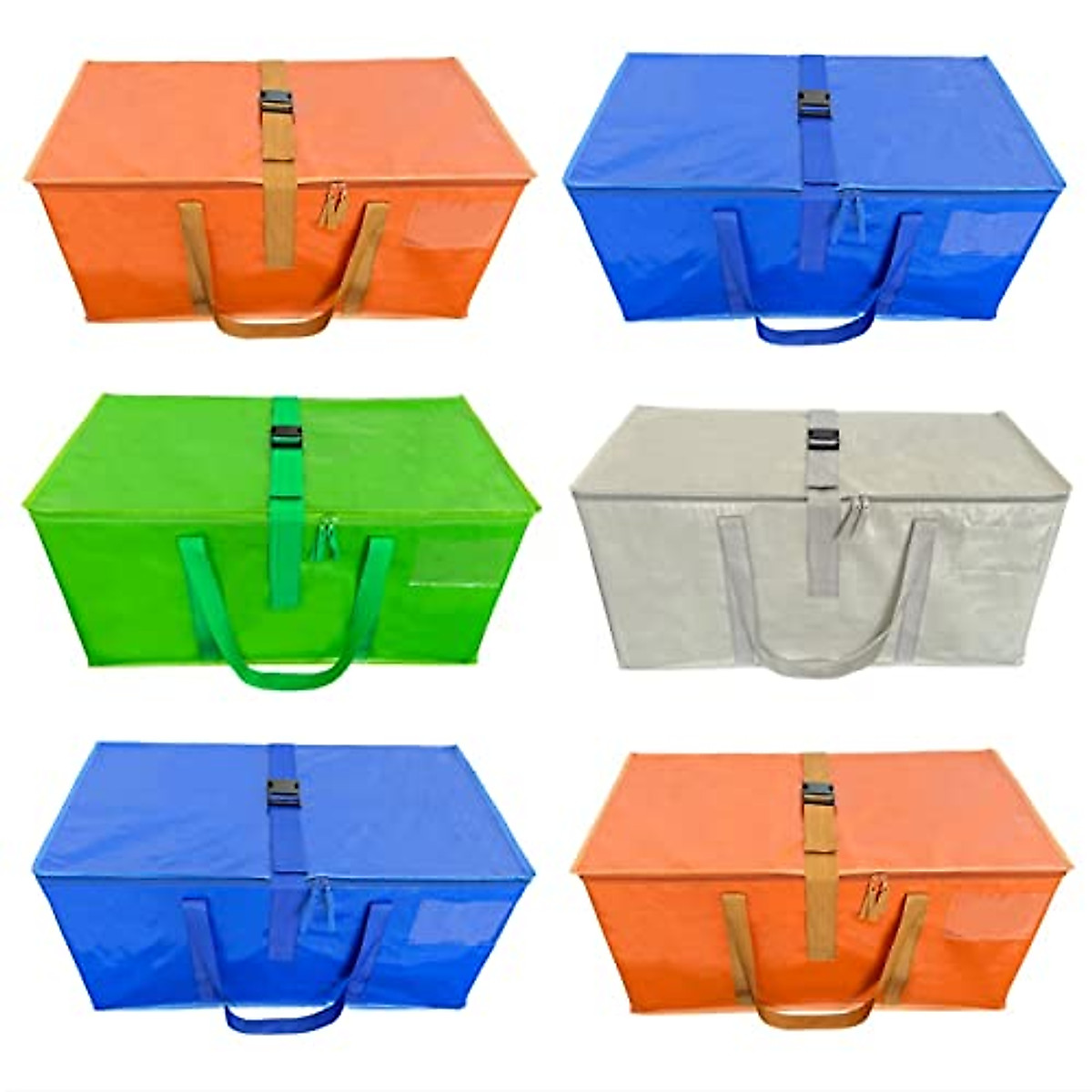 Extra Large Storage Bags with Zipper for Clothes, Toys, Blankets, Moving, Comforters, Dorm Storage, Closet Organization - Space Saving Bags, Reusable (Set of 6)