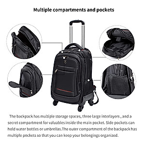 Temilla 360 °rotating Water Resistant Rolling Backpack with 4 Wheels,Travel Business College School，With Usb Charging Port (18-lnch)