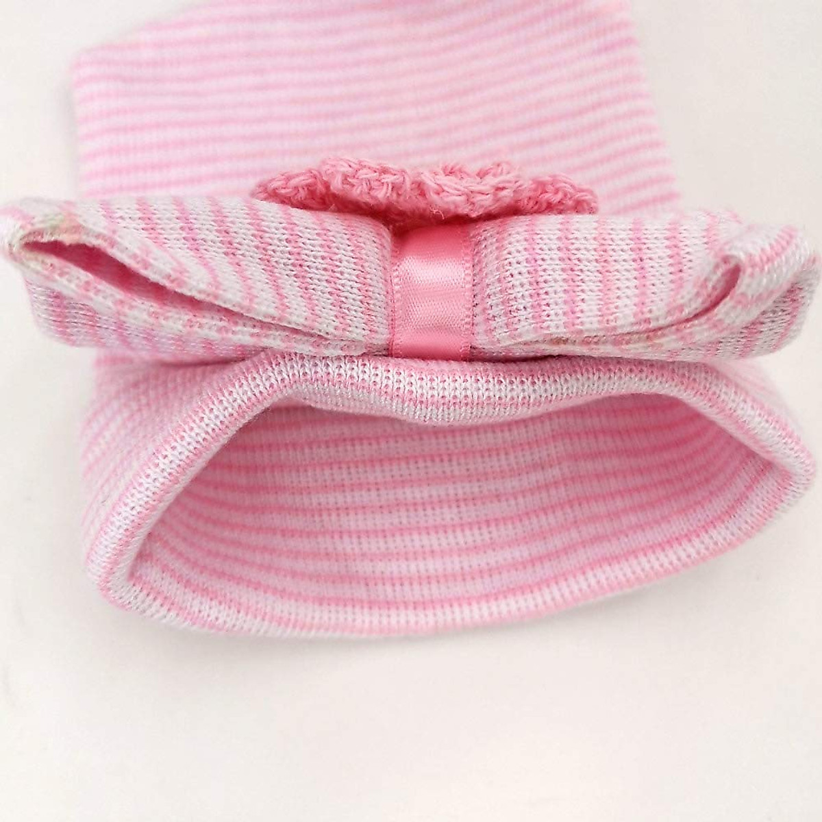 HUIXIANG Preemie Newborn Hospital Hat Soft Cotton Baby Girls Head Wrap with Big Bow Cap Nursery Beanie, A-3 Pack (0-3months), Baby