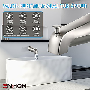 Enhon Slip On Diverter Tub Spout Compatible with Kohler GP85556, Bathroom Shower Bathtub Faucet Spout Replacement Fits 1/2'' Copper Water Tube, 5/32'' Hex Wrench Included (Brushed Nickel Color,1 Pack)