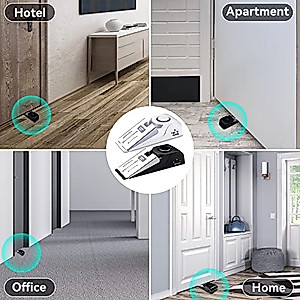 AceMining Door Stop Alarm with 120dB Siren, Floor Mount Type, Rubber Security Door Wedge for Home, Travel, Pack of 2, Black