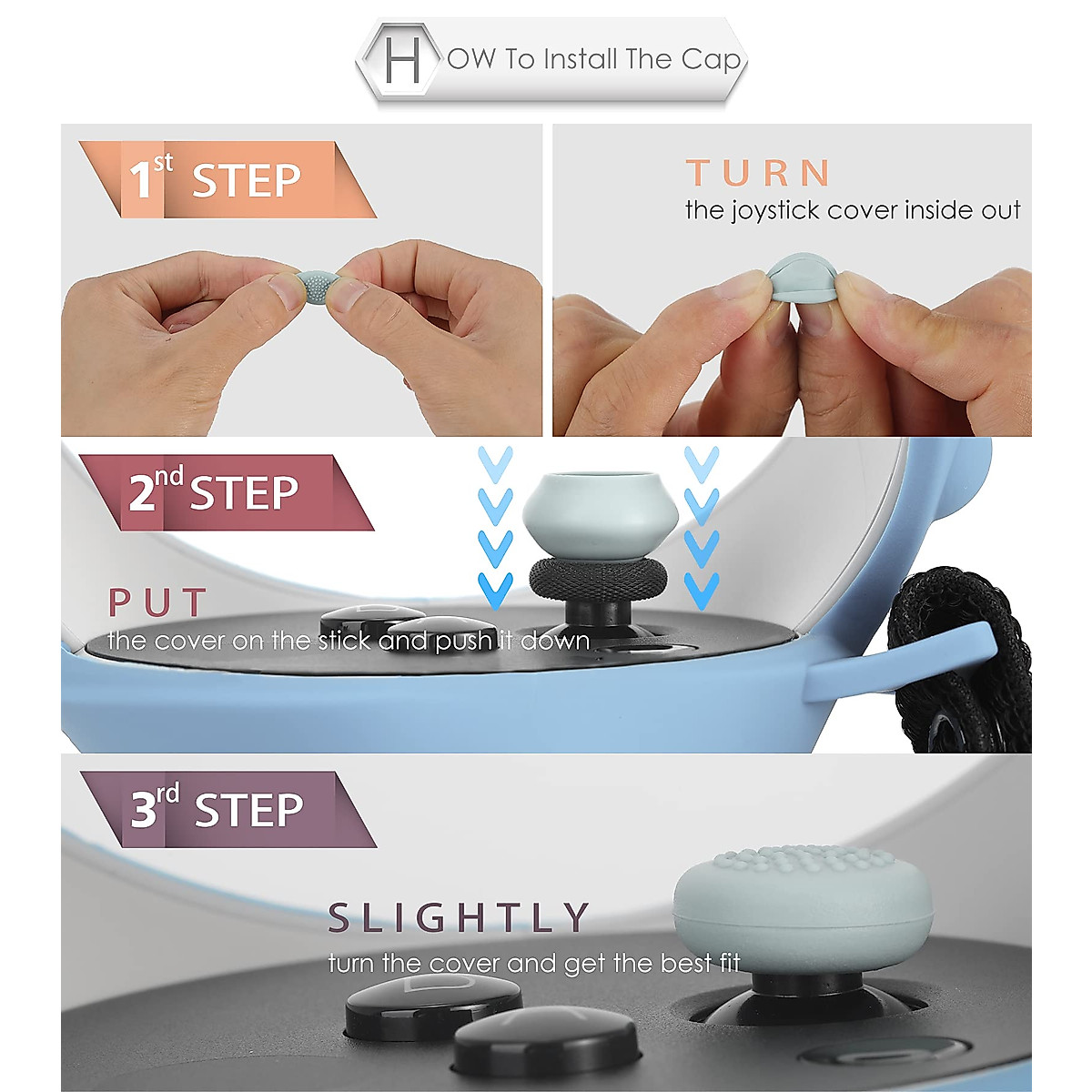 Face Cover & Controller Grip Protective Sleeve for Oculus Quest 2 Light Proof Silicone Face Pad Cushion Anti Collision Handle Cover Shell w/Adjustable Wrist Knuckle Strap No Signal Block (Blue)