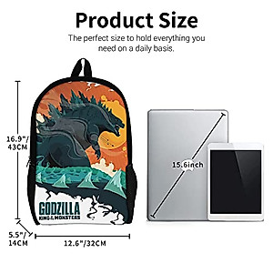 17 Inch Cool Monster Backpack 3D Printing Anime Dinosaur Backpacks Lightweight Multifunction Casual Bookbag