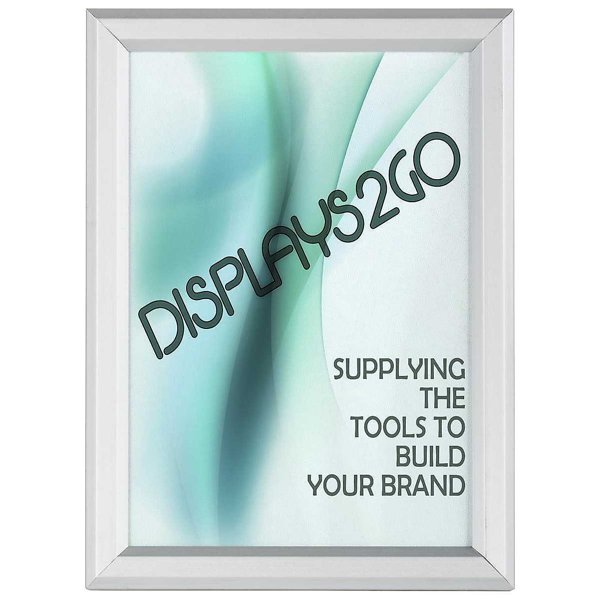 Displays2go Office Sign Holder, 5 x 7 Inch Frame, Quick Snap Border, Lens Included, Silver Aluminum (WSNF57SV)