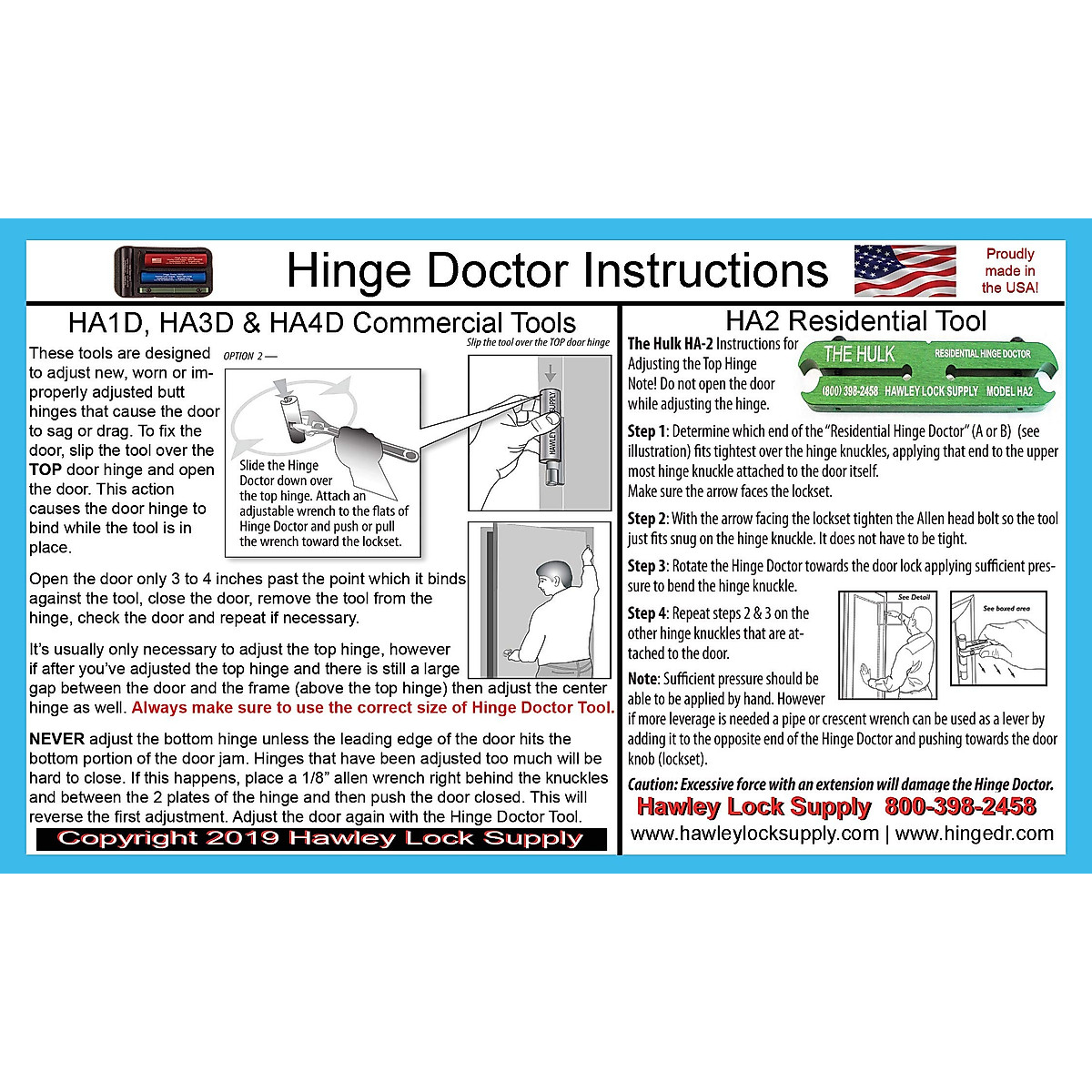 Hinge Doctor HA1D For Commercial Hinges