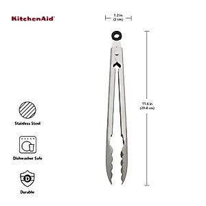 KitchenAid Stainless Steel Utility Tongs, 10.28 Inch