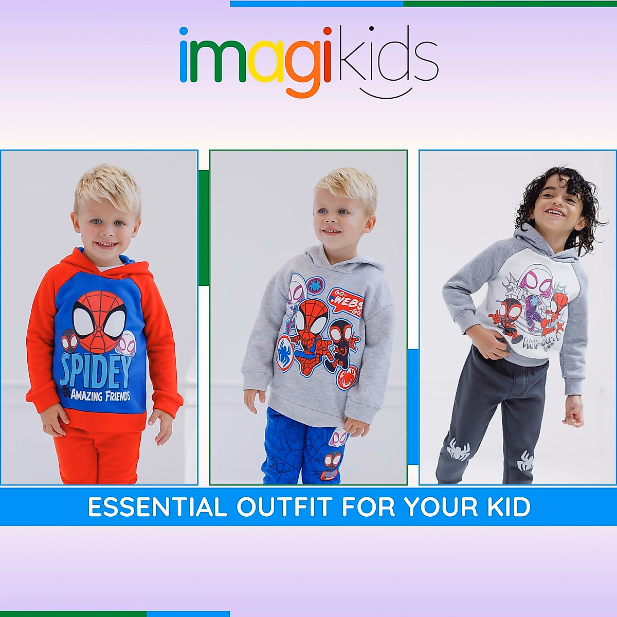 Marvel Spidey and His Amazing Friends Toddler Boys Fleece Hoodie Pants Set Gray/Blue 3T