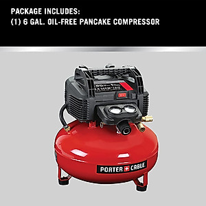 PORTER-CABLE Air Compressor, 6-Gallon, Pancake, Oil-Free (C2002)
