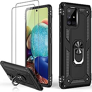 LUMARKE Galaxy A71 5G Case,Pass 16ft. Drop Tested Military Grade Cover with Magnetic Ring Kickstand Compatible with Car Mount Holder,Protective Phone Case for Samsung Galaxy A71 5G Black
