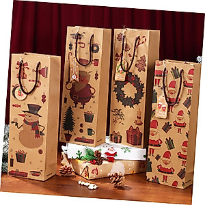 NOLITOY 1 Set Gift Bag Paper Bags Christmas Wrapping Paper Bottle Carrier Kraft Bags with Handles Kraft Christmas Bags Christmas Handle Pouches Tote Bags Kraft Paper Bottle Rack Wine
