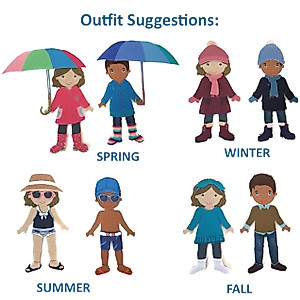 My Felt Story Dress Me Up 56 Pcs - Weather | Felt 8” Doll Figures for Kids | Multicultural Skin Tone Diversity | Fun Classroom Learning Activities