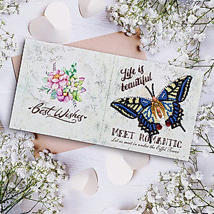 Gigicloud 12pcs 5D Rhinestone Painting Greeting Cards Kits, Handmade Festival Greeting Cards DIY Diamond Drawing Birthday Cards for Adults and Kids