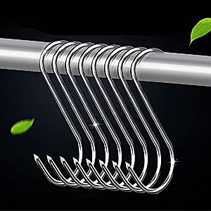 10Pcs 6 Inches Stainless Steel Butcher Hook, Stainless Steel Butcher Hooks for Meat Processing,s hooks Hanging Processing Butcher Hook（Silver thick 2.5 mm）