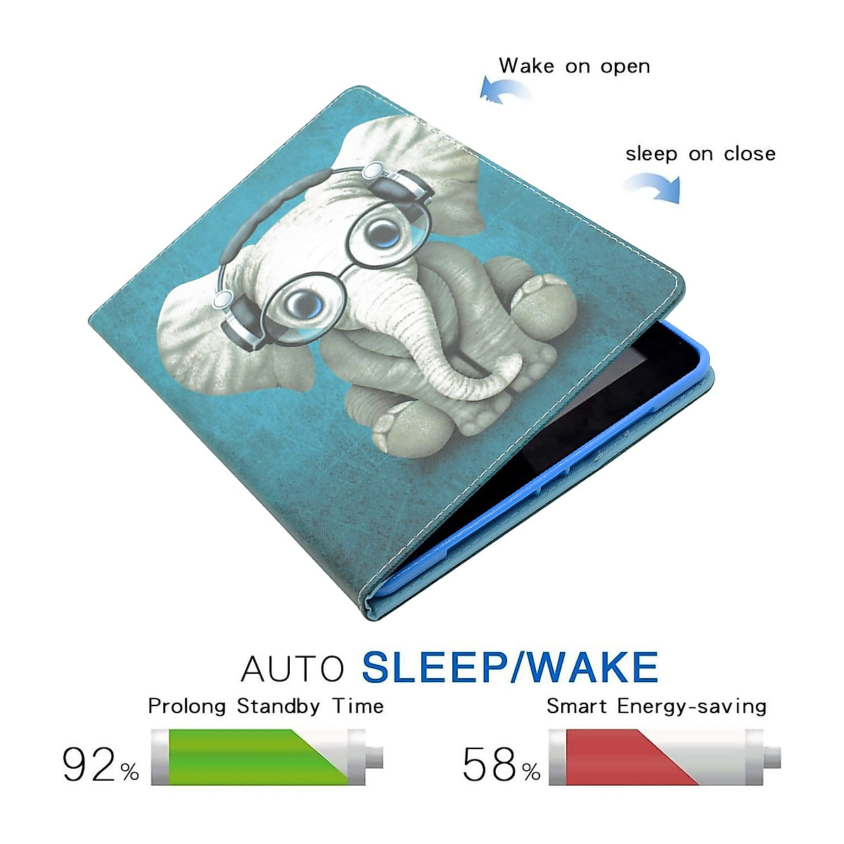 Fire HD 8 & 8 Plus Tablet Case 2020 (10th Generation Only), PU Leather Stand Cover Case with Auto Wake/Sleep, Not Fit All-New Fire HD 8 Tablet 2022 Release 12th Generation, Elephant