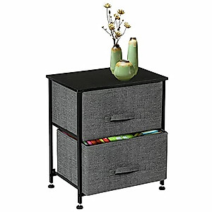 Nightstand Bedside Table Drawer Cabinet 2Tier Fabric Cabinet Bedside Table Storage Unit Metal Frame Organizer Chest Rack Drawer Storage Dresser Easy To Assemble With A Simple Structure Storage Tower D
