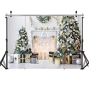 WOLADA 7x5FT Fireplace Backdrop Christmas Backdrop Fireplace Backdrops for Photography Xmas Home Party Decoration Backdrop Christmas Wall Backdrop Kids Christmas Photo Backdrop 11973