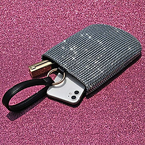 HOXIS Glitter Evening Handbag Women Clutch Sparkle Purse Bag for Party Wedding Prom (Silver&Black)