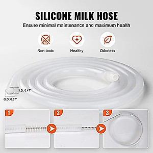 VEVOR Electric Cow Milking Machine, 6.6 Gal / 25 L 304 Stainless Steel Bucket, Automatic Pulsation Vacuum Milker, Portable Milker with Food-Grade Silicone Cups and Tubes, Adjustable Pressure