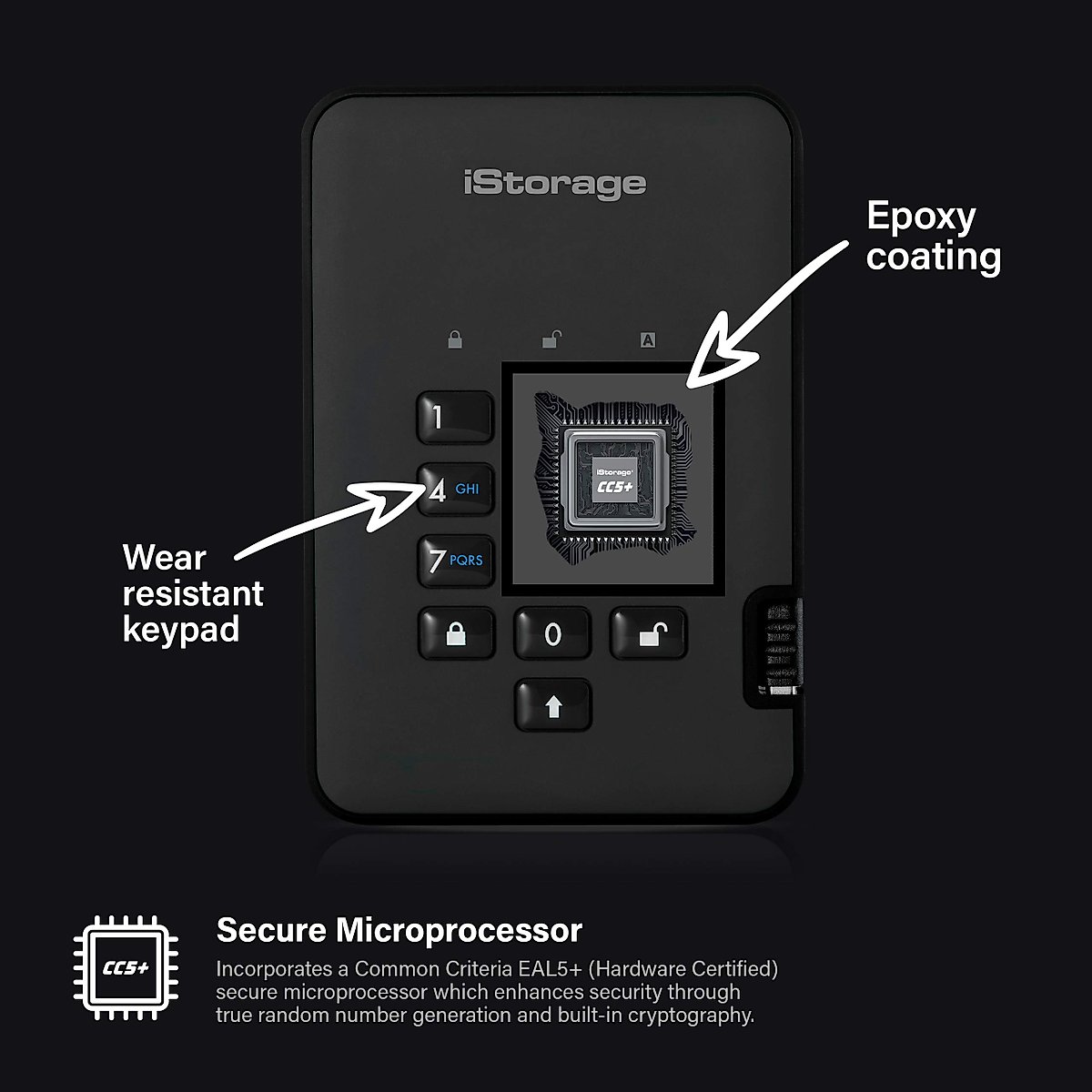 iStorage diskAshur2 SSD 8TB Black | Secure portable solid state drive | Password protected | Dust & water resistant | Hardware Encryption