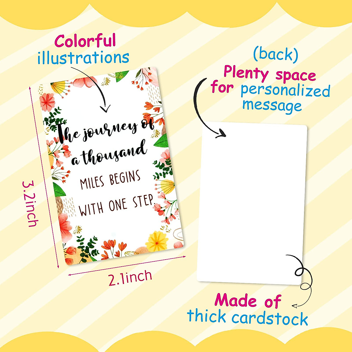 Fantasyon 72 PCS Motivational Cards Positive Affirmations Cards for Women Inspirational Cards Appreciation Cards for Employees Encouragement Mini Note Cards Lunch Box Notes for Kids