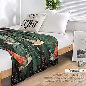 Soft Throw Blanket Birds Flying Through The Trees Warm Cozy Lightweight Blanket Winter Holiday Blanket 40"x50" for Couch Sofa Bed for Girls Birthday Valentines Gifts Warm Soft Autumn and Winter