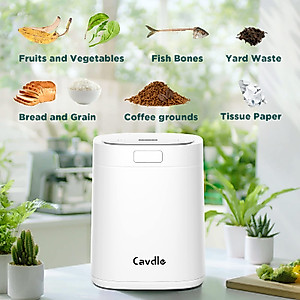 Electric Compost Bin Kitchen | Smart Kitchen Waste Composter | Food Composter Indoor/Outdoor | Food Cycler with 3L Capacity | Compost Machine for Apartment Countertop | Cavdle WasteCycler | White