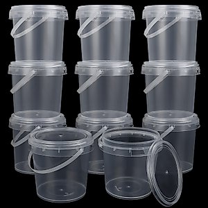 ZOFORTY 30 PCS 30 oz Slime Containers with Lids and Handles, Plastic 1000ml Storage Bucket Containers, Clear Slime Storage Case for Slime DIY Art Craft, Pigment, Small Tools, Part Material