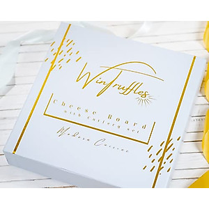 WinTruffles Acacia Cheese Board Set - Cheese Board and Knife Set, Cheese Platter, Cheese Platter Board, Cheese Tray, Charcuterie Board Set … (Round Acacia)