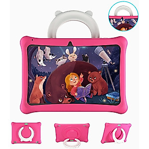 Naclud Android 12 Kids Tablet, 2GB+32GB Kids Tablets, 10 Inch Tablet with Case, WiFi, Parental Control APP, Dual Camera, Educational Games, iWawa Pre Installed (Pink)