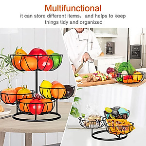 Auledio 4-Tier Countertop Fruit Basket Bowl Vegetables Storage Holder,Black