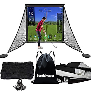Obokidlyamor Golf Simulator Impact Screens+ Shake Netting Net One Frame- Sim Ball Simulator Impact Display Projection Screen with 10pcs Grommet Ropes (10" Size, Impact Screen+Shank Net)