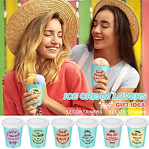 FoldTier 12 Sets 8oz Mini Ice Cream Containers with Silicone Lids Homemade Ice Cream Portion Control Containers and Weight Loss Motivation Single Serving Mini Freezer Cups for Homemade