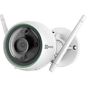 EZVIZ Outdoor Security Camera Color Night Vision, 1080P AI-Powered Person Detection, H.265, IP67 Waterproof, Customizable Detection Zones, 2.4GHz WiFi Supports MicroSD Card up to 256GB(C3N)