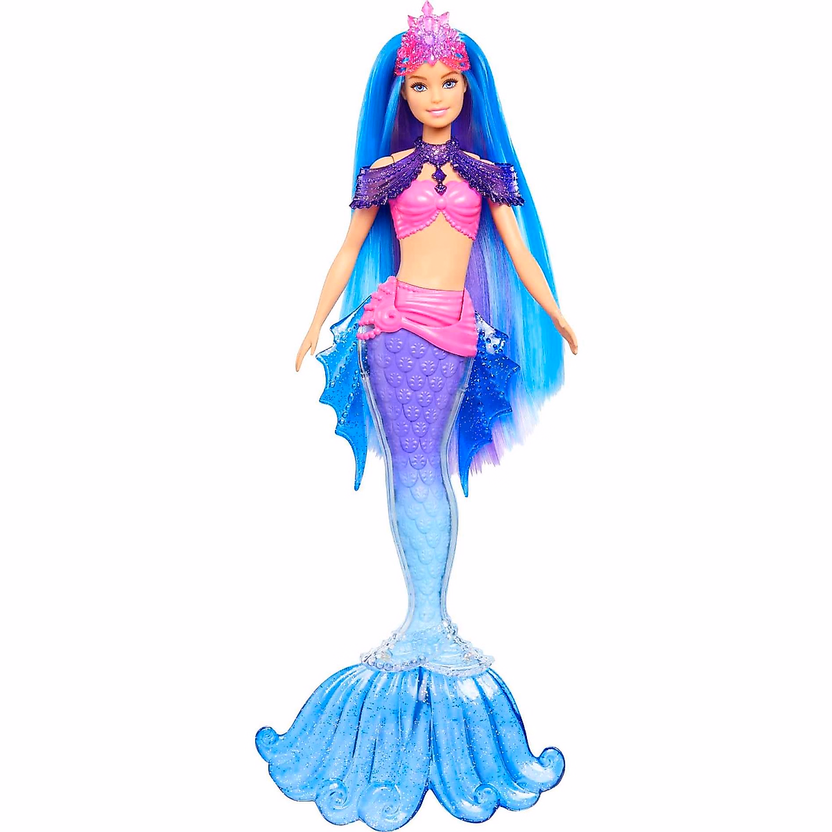 Barbie Mermaid Power Doll, "Malibu" with Seahorse Pet and Accessories, Mermaid Toys with Interchangeable Fins