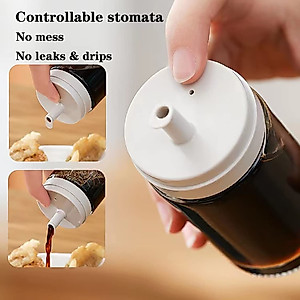 JUSTFULYNN 2 Pack Olive Oil and Vinegar Dispenser Bottle Set for Kitchen Small Glass Leak-Proof No Drip BPA Free Cooking Oil Container 3.38oz