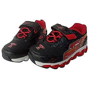 Disney Boy's Lightning McQueen Cars Light Up Sneakers (Black, Numeric_9)