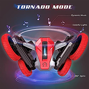 Wsiyen RC Cars Remote Control Car, Toys for 6 7 8 9-14 Year Old Boys Double Sided 360°Rotating Stunt Car, 4WD,All Terrain Tires, LEDs, Toy Cars with Rechargeable Battery,Birthday Gifts for Kids