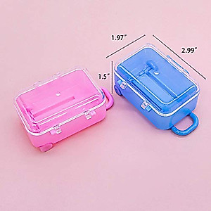 AUEAR, Cute Mini Travel Hard Suitcase Box Reception Gift Box Fit Suit for Wedding Decoration (Pink & Blue, 2-Pack)