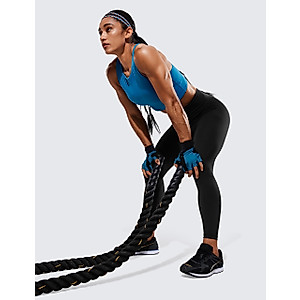 CRZ YOGA Women's Hugged Feeling Compression Leggings 25 Inches - Thick High Waisted Tummy Control Workout Pants Tights Black Small