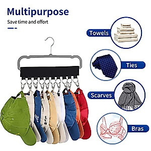 Letohoumia Hat Racks for Baseball Caps (Hangers Included), 2 Pack Baseball Hat Organizer Hanger for Closet, Hat Storage Rack with 20 Clips for Men Boy Women Christmas Gifts