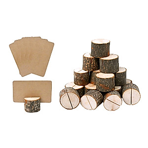 Mandala Crafts Wood Place Card Holders for Table - Wooden Card Holder for Wedding Gift Table Photos Name Tags - 20 Rustic Wood Table Number Holders 30 Cards