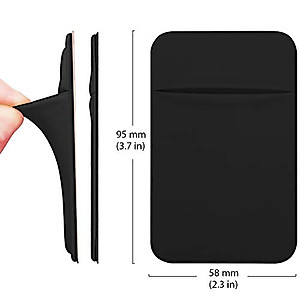 OBVIS Cell Phone Pocket Self Adhesive Card Holder Stick On Wallet Sleeve with Adhesive RFID Card ID Credit Card ATM Card Holder for iPhone Android 2 Pack Black