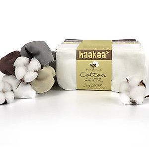 haakaa Reusable Cotton Cloth Wipe - Ultra Soft Absorbent Baby Diaper Wipe|Washable Home Kitchen Cleaning Rags|Safe Personal Baby Care Tissue -16PK Size L