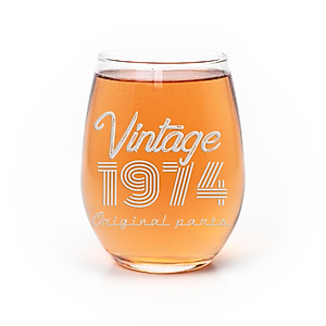 1974 Vintage Original Birthday Stemless Wine Glass - 47Th Birthday Gift, 47Th Birthday Glass, Gift For Her, Gift For Friend, Birthday Gift, 47Th Birthday, Meaningful Gift, Unique Gift