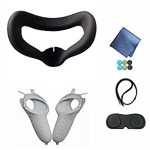for Oculus Quest 2 Accessories, Quest 2 VR Silicone face Cover, VR Shell Cover,Quest 2 Touch Controller Grip Cover,Protective Lens Cover,Disposable Eye Cover (1)