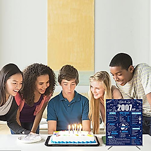 16th Birthday Decorations Back in 2007 Poster for Boys, Blue Silver Sweet 16 Birthday Poster Card Party Supplies, Happy Sixteen Year Old Birthday Gifts 11x14 Inch (Unframed)