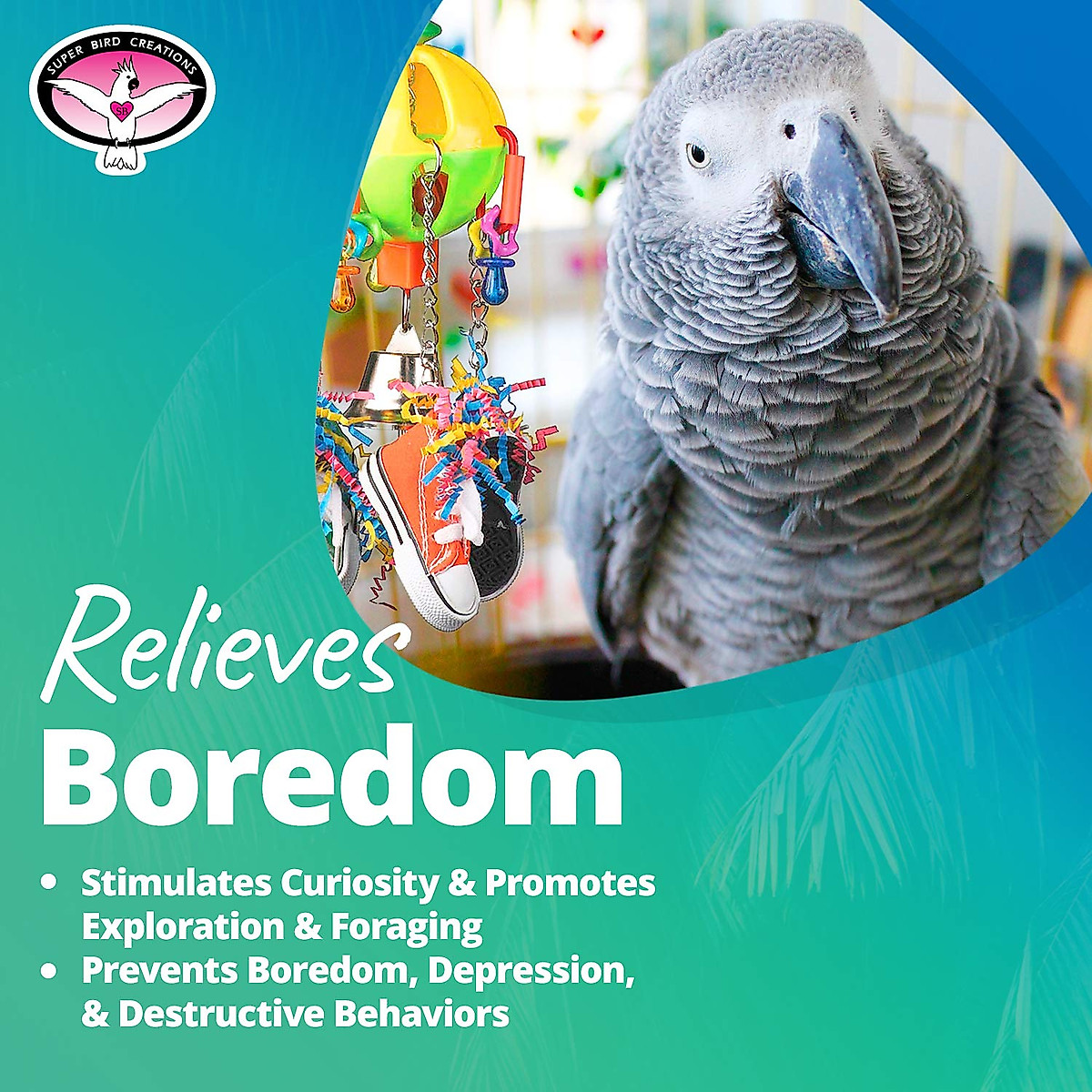Super Bird Creations SB1105 Kick Ball Bird Toy, Medium/Large Bird Size, 12" x 4"
