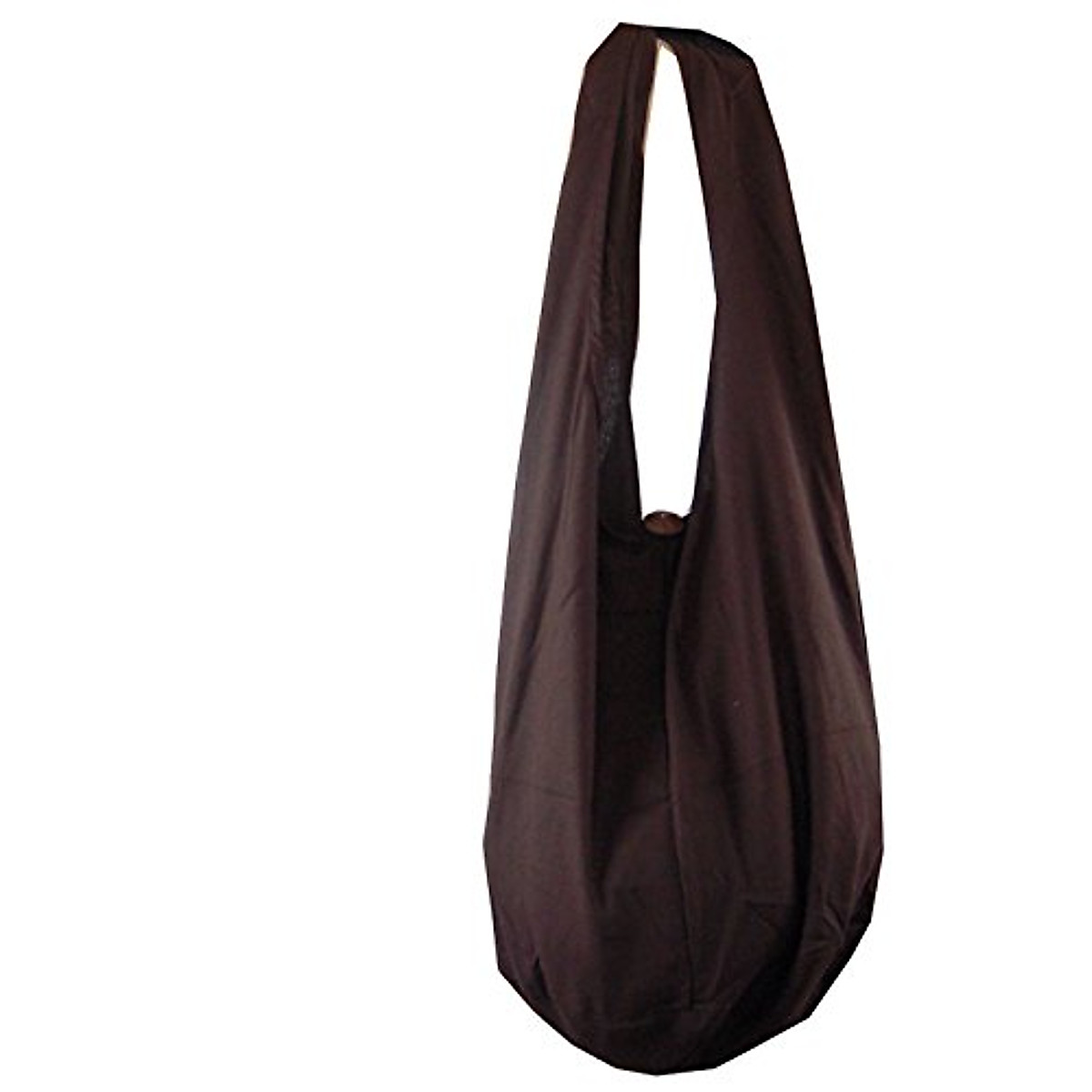 BTP! Thai Monk Buddha Cotton Sling Crossbody Messenger Bag Purse Hippie Hobo Solid Large (Dark Brown XL9)