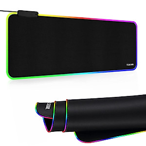 RGB Large Gaming Mouse Pad with 4Port USB Hub and 13Lighting Modes, Computer Keyboard Mouse Pad, Oversize Anti-Slip Rubber Base Mouse Mat for Computer PC Games (31.5 x 11.81 in Black,0.15in Thick)