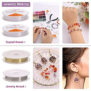 Quefe 1800pcs 56 Colors Crystal Beads, Ring Making Kit, Gemstone Chip Beads Irregular Natural Stone with Jewelry Making Supplies for DIY Craft Bracelet Necklace Earrings, Craft Gifts